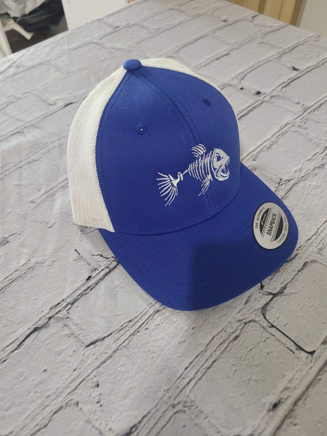 Embroidered Royal Blue Trucker Hat Bonefish Design - Etsy