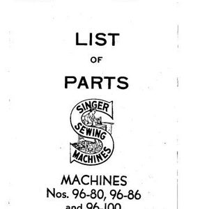 SINGER 96-80 96-86 96-100 List of Parts Sewing Machine in ENGLISH - Etsy
