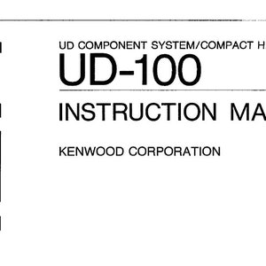 KENWOOD UD-100 Instruction Manual Ud Component System Compact Hifi ...
