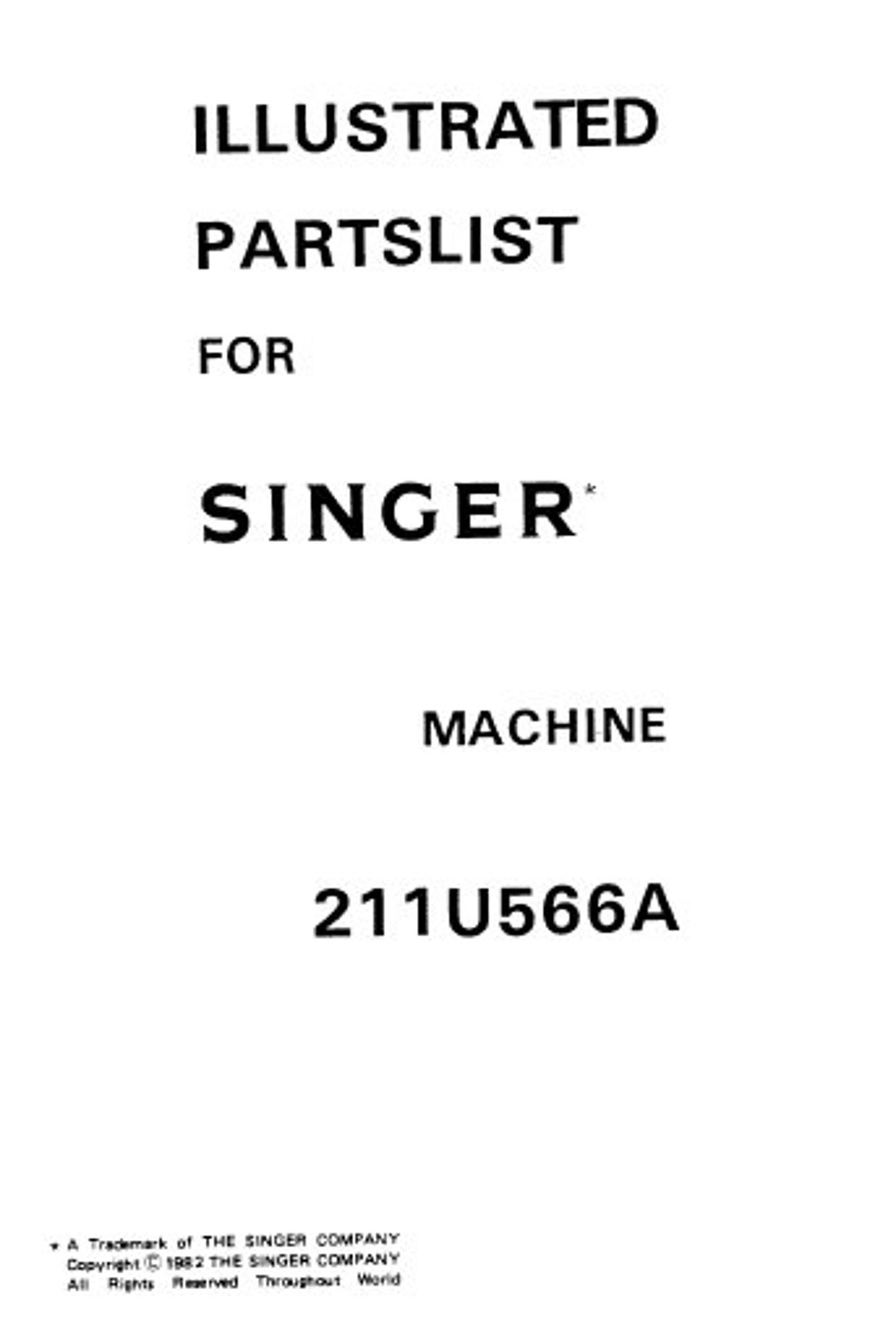 SINGER 211U566A Illustrated Parts List Sewing Machine in ENGLISH - Etsy