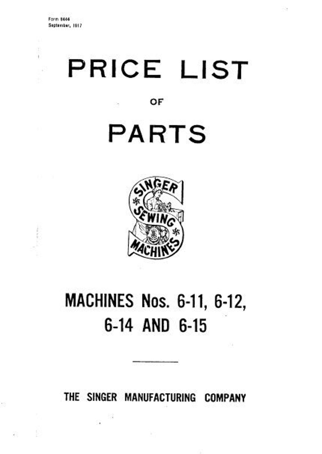 SINGER 6-11 6-12 6-14 6-15 List of Parts Sewing Machine in ENGLISH - Etsy