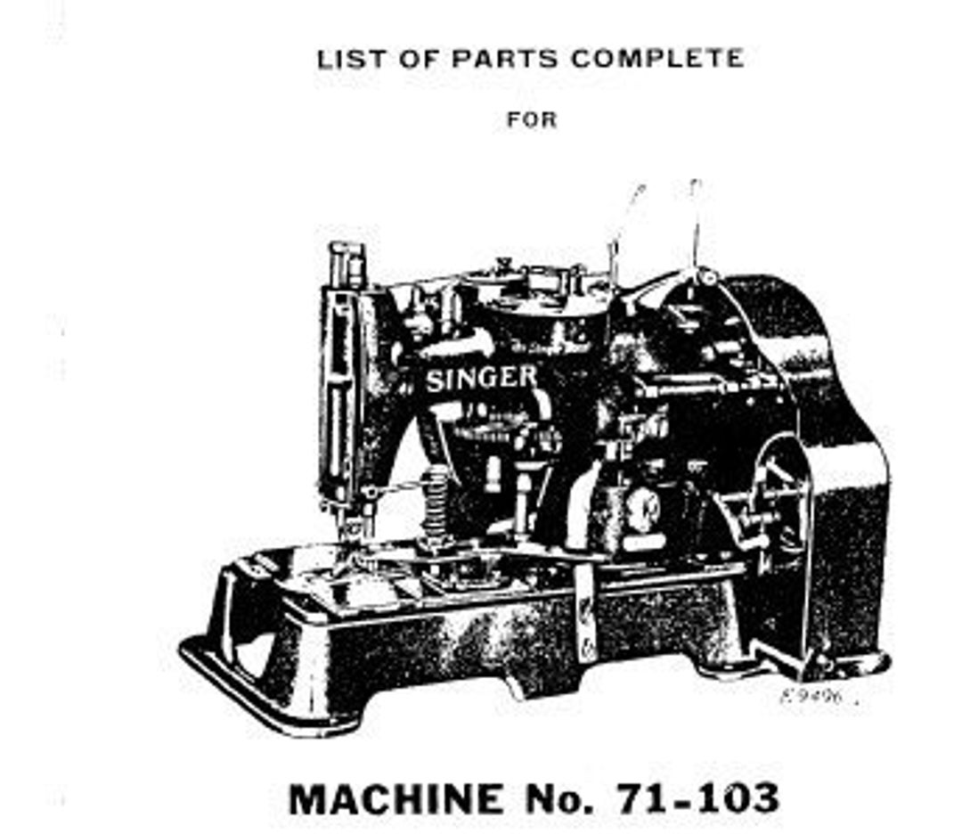 SINGER 71-103 List of Parts Complete Sewing Machine in ENGLISH - Etsy