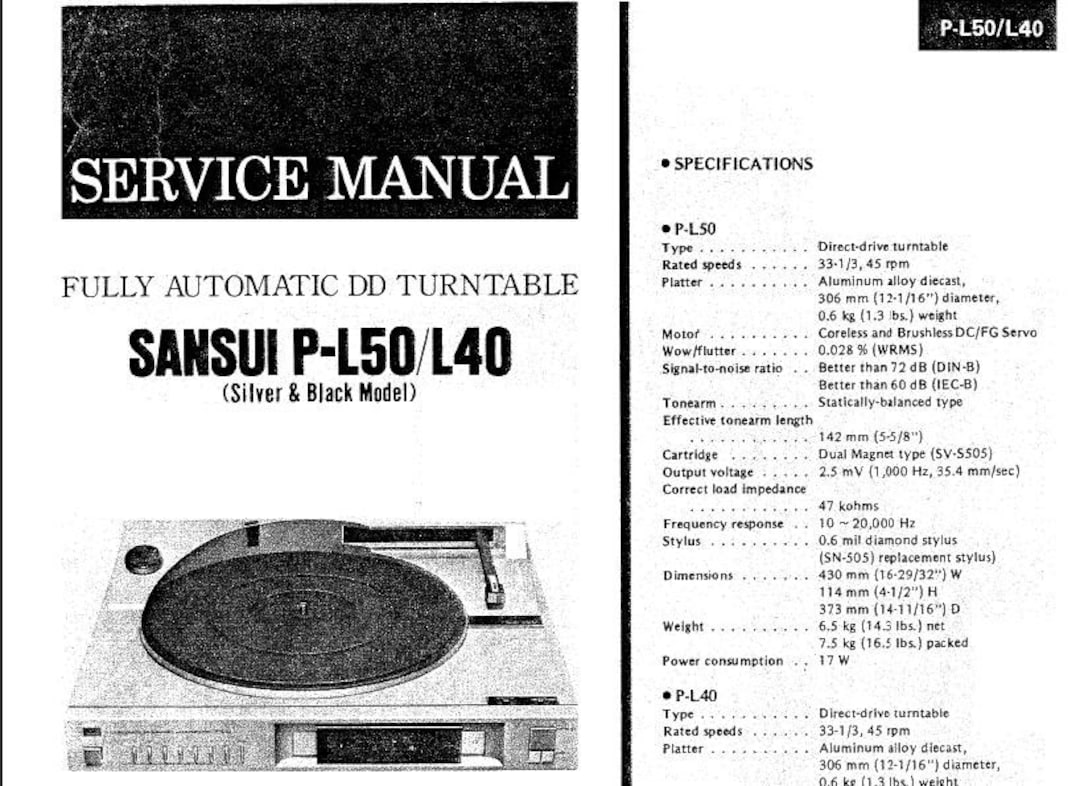 SANSUI P-L50 P-l40 Service Manual Fully Automatic Direct Drive ...