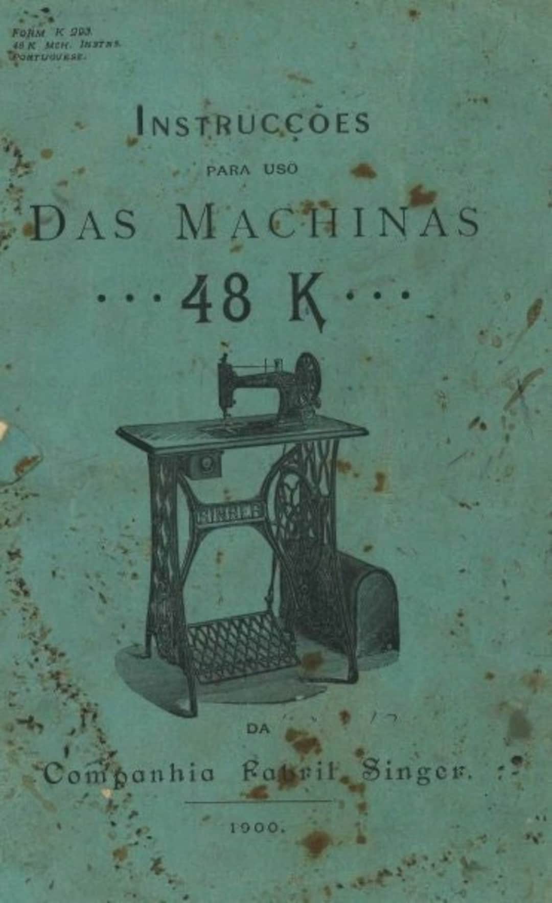 SINGER 48K Manual De Instrucoes Maquina De Costura PORTUGUESE - Etsy
