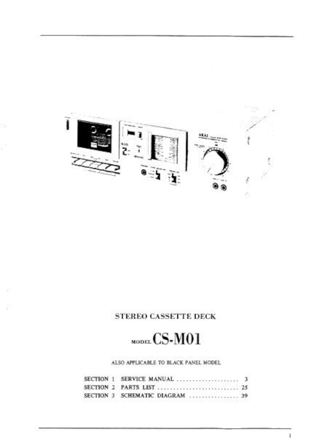 AKAI Cs-m01 Cs-m01a Service Manual Stereo Cassette Deck in English. MORE MANUALS ...