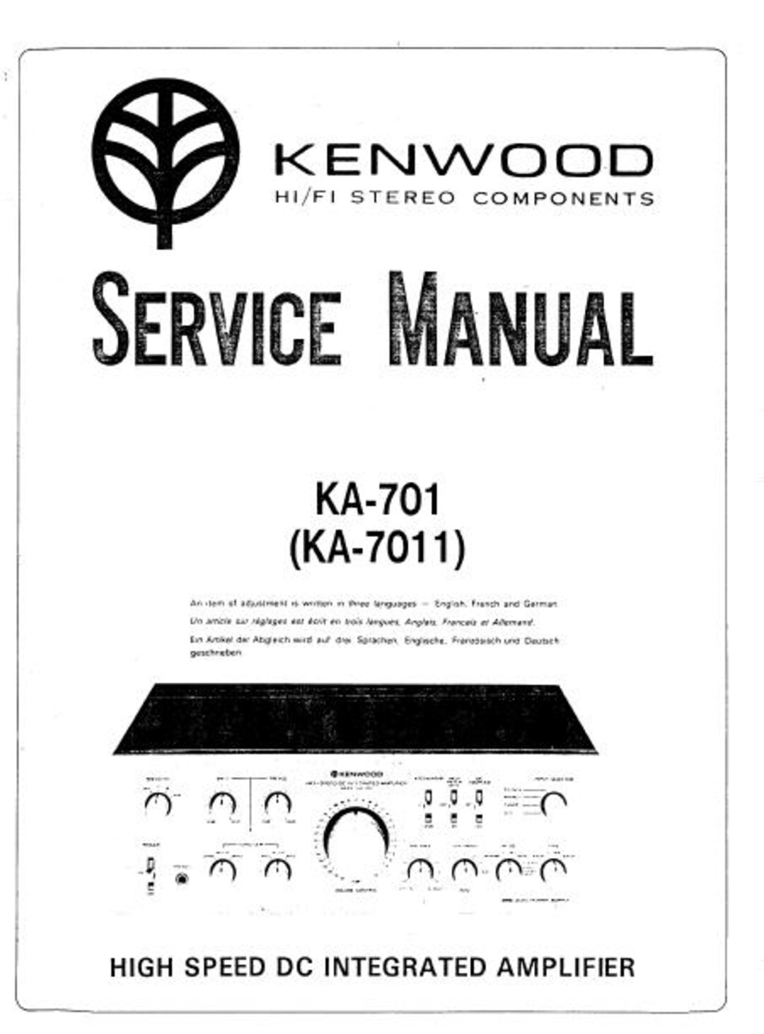 KENWOOD Ka-701 Ka-7011 Service Manual High Speed Dc Integrated ...