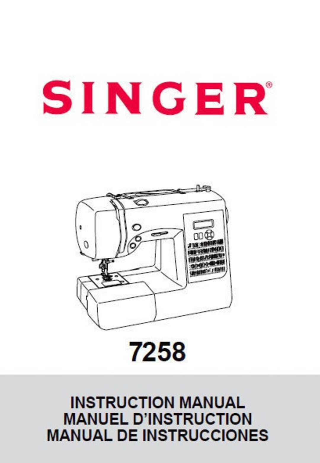 Singer 7258 Stylist Sewing Machine Instruction Manual Eng Franc Esp PDF ...