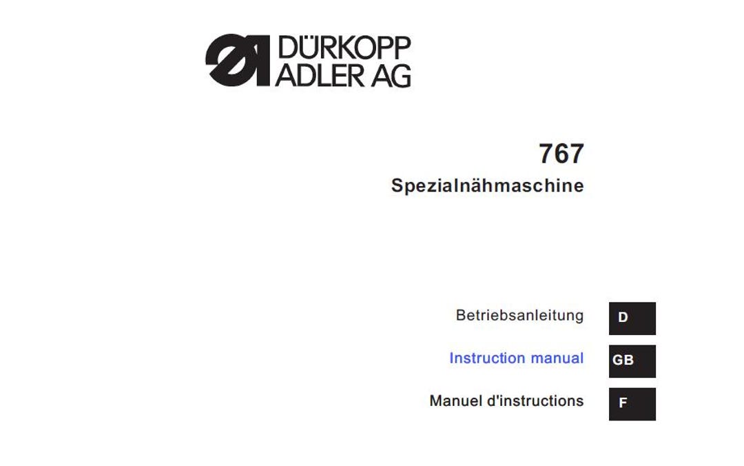 DURKOPP Adler 767 Instruction Manual Sewing Machine in English. MORE ...