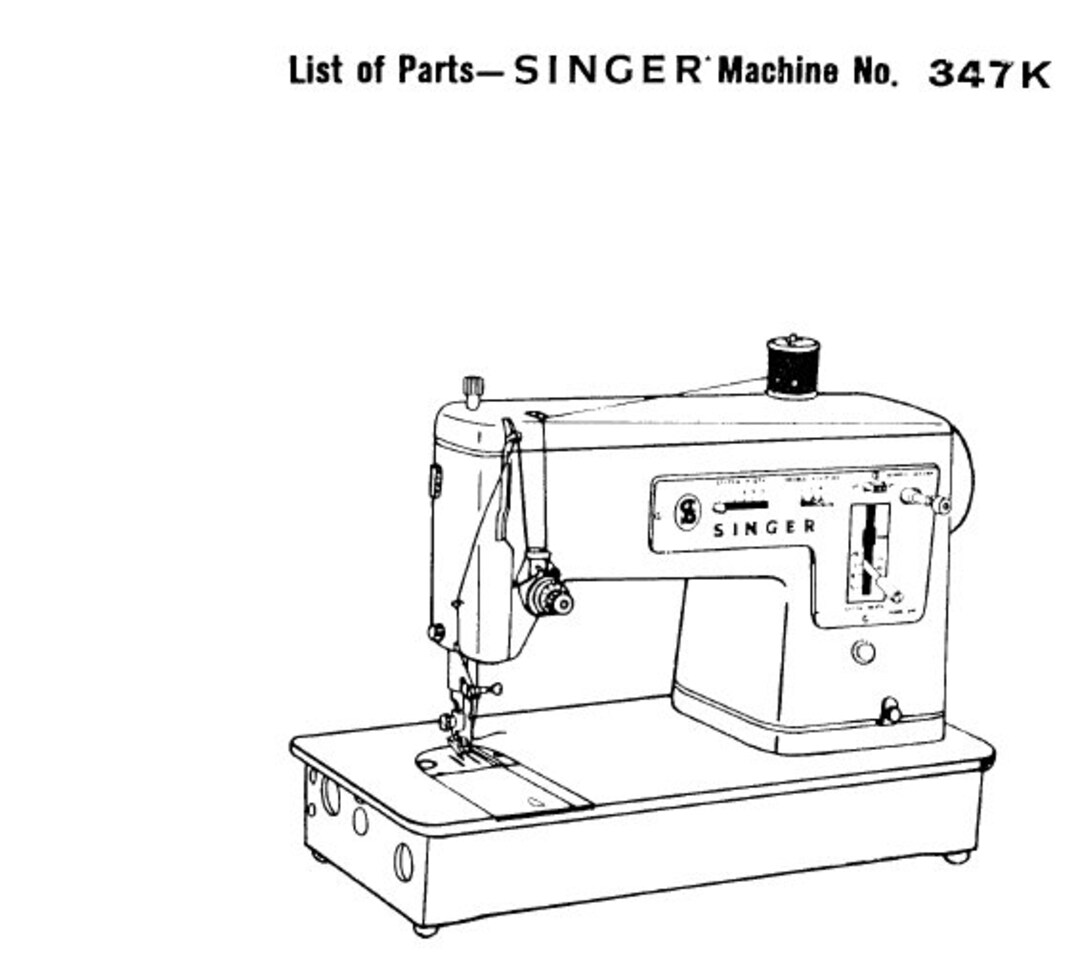 SINGER 347K List of Parts Sewing Machine in ENGLISH - Etsy