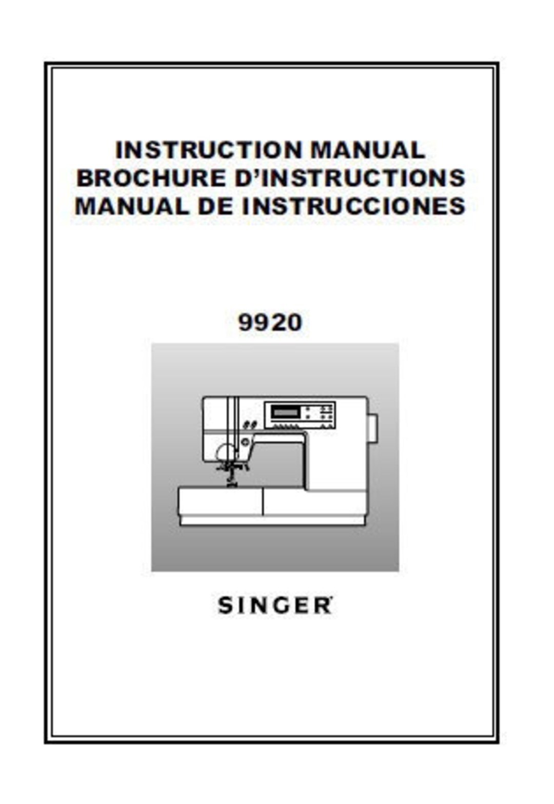 SINGER 9920 Instruction Manual Sewing Machine in English Francais Et ...