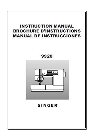 SINGER 9920 Instruction Manual Sewing Machine in English Francais Et ...