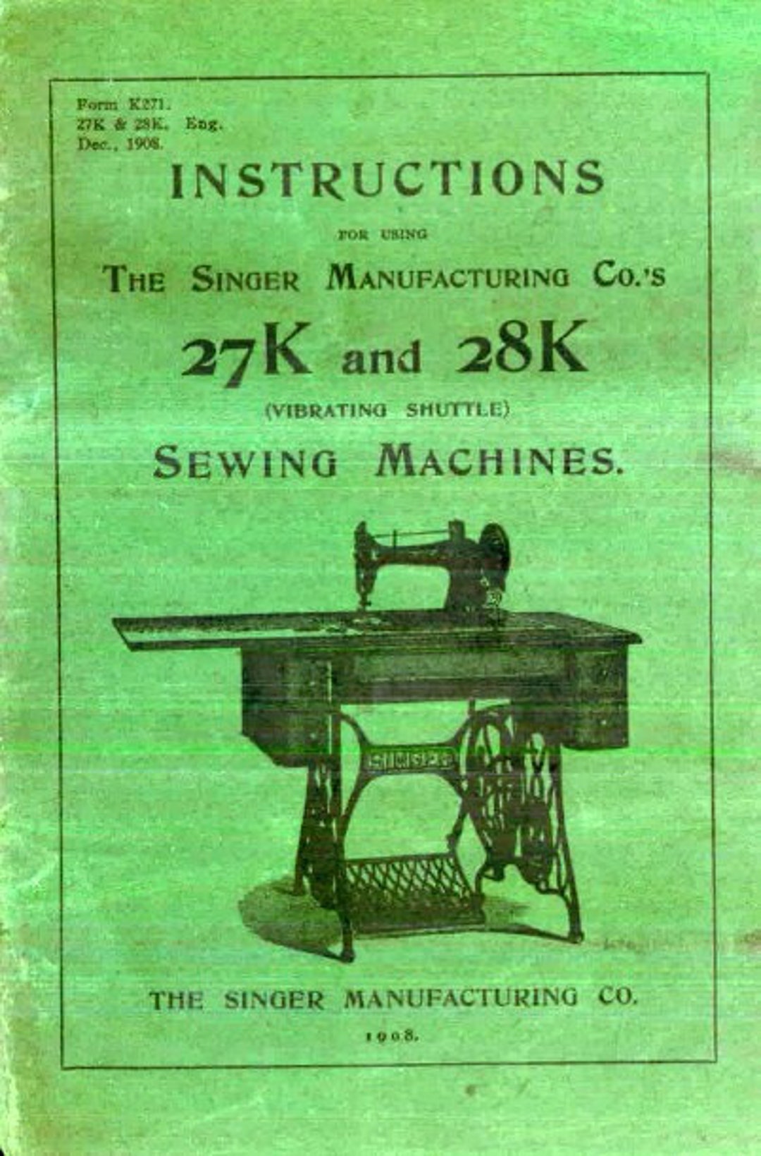 SINGER 27K 28K Instructions Sewing Machine 36 Pages in English. Pdf ...