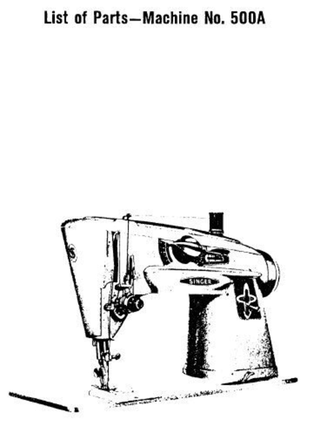 SINGER 500A List of Parts Sewing Machine in English. MORE MANUALS ...