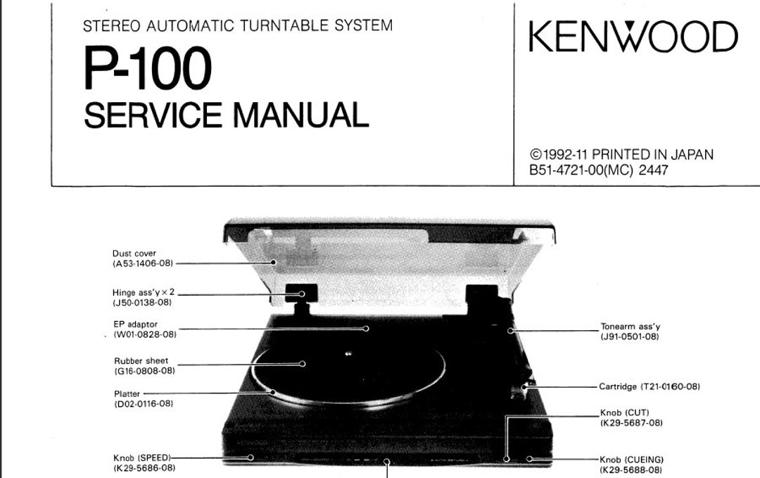 KENWOOD P-100 Service Manual Stereo Automatic Turntable System in ENGLISH - Etsy