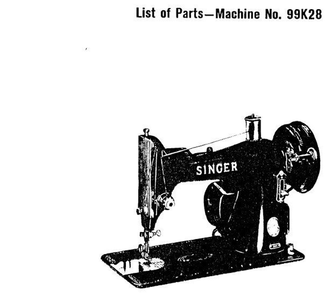 SINGER 99K28 List of Parts Sewing Machine in ENGLISH - Etsy
