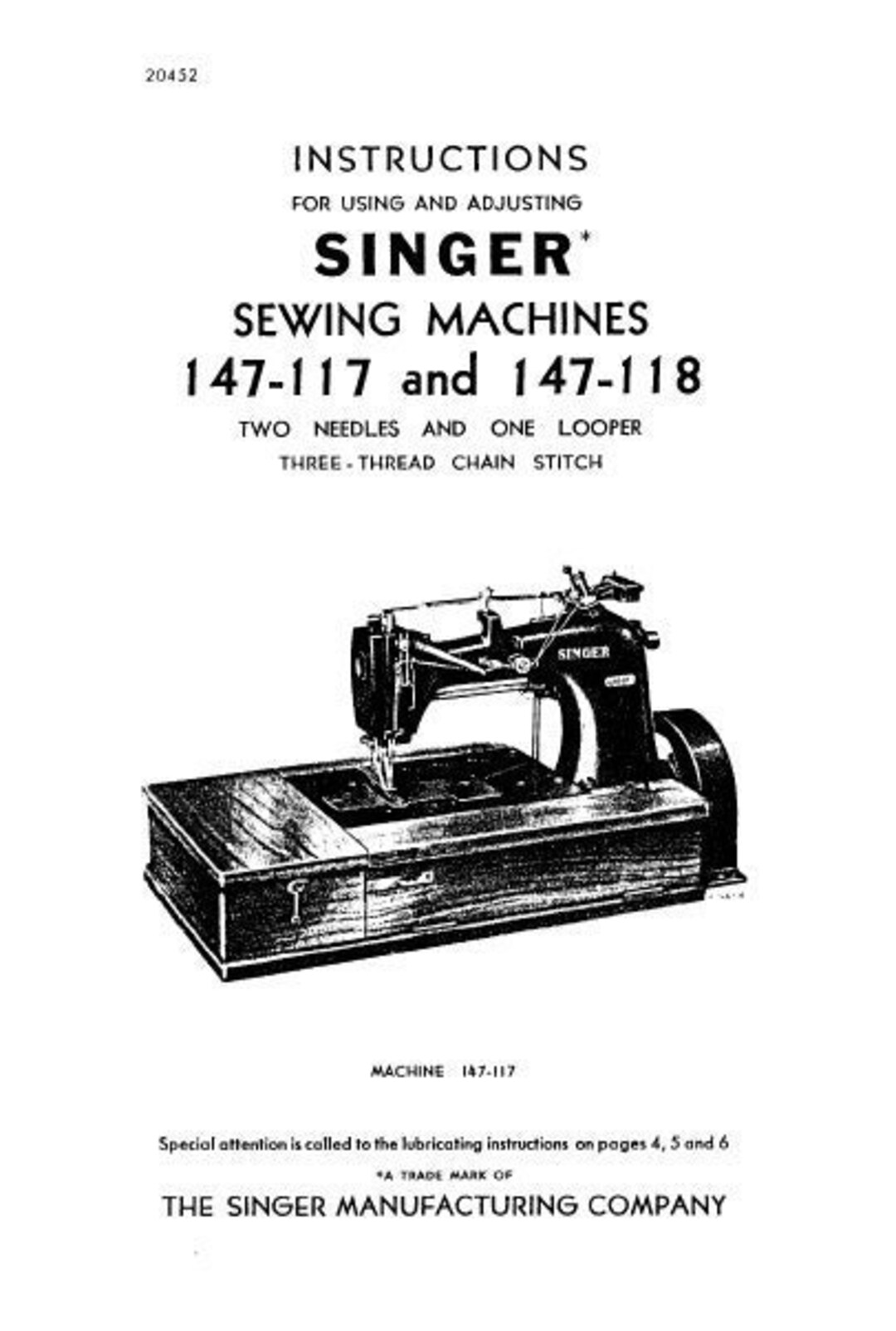 SINGER 147-117 147-118 Instructions for Using and Adjusting Sewing ...