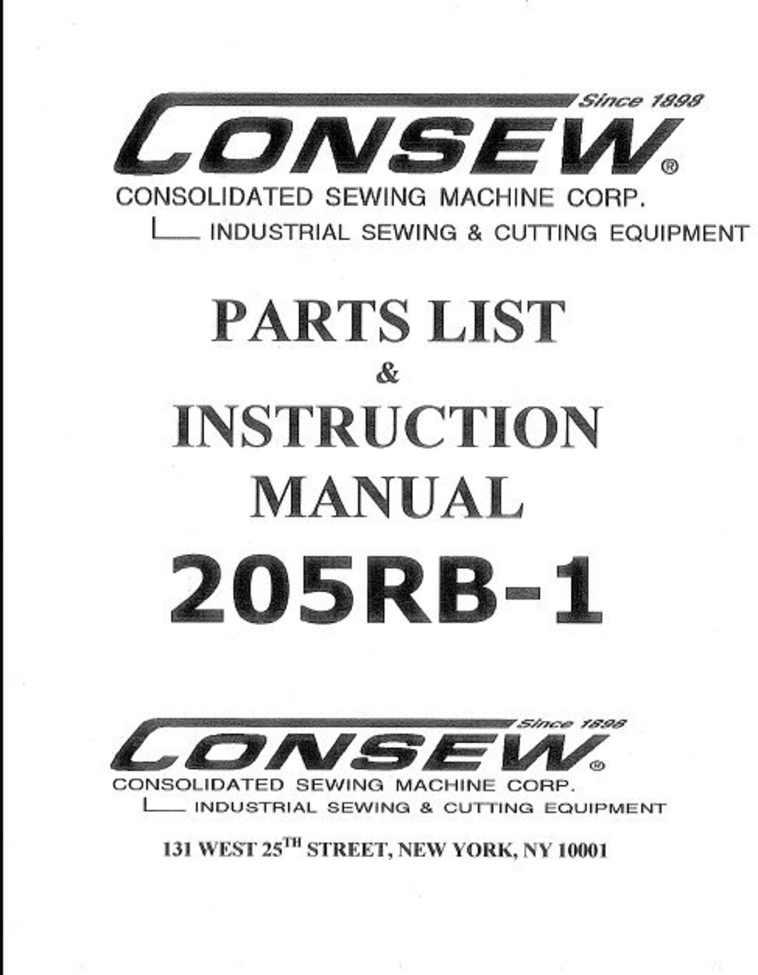 CONSEW 205rb-1 Instruction Manual Sewing Machine in English. MORE ...