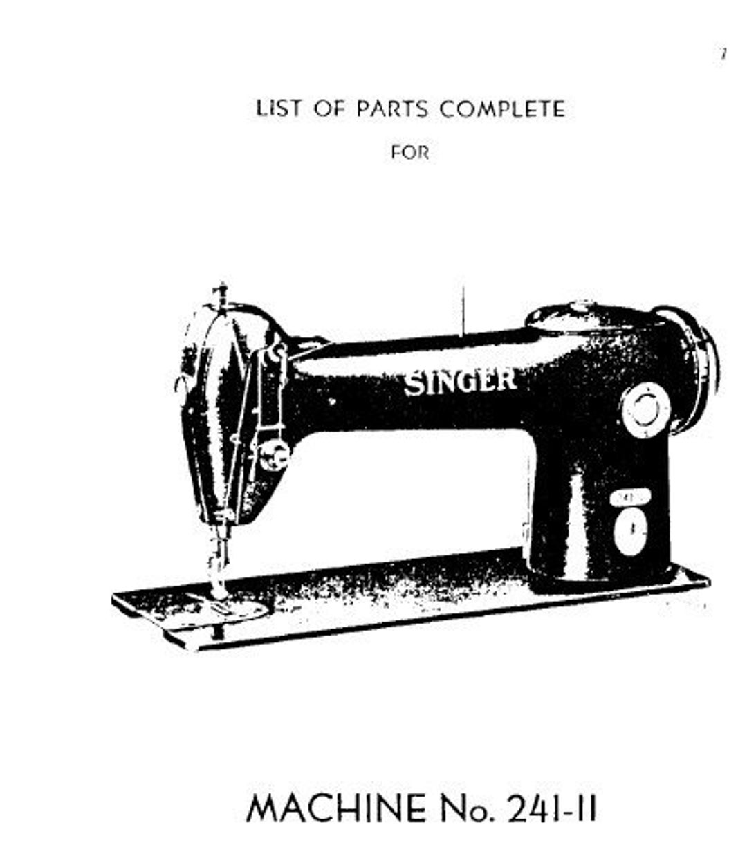 SINGER 241-11 List of Parts Sewing Machine in ENGLISH - Etsy