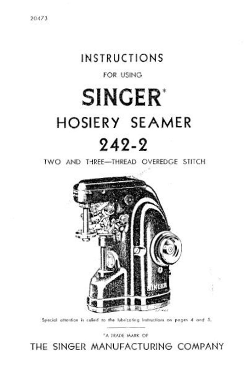 Singer 242-2 Sewing Machine Instructions Manual (english) - Etsy