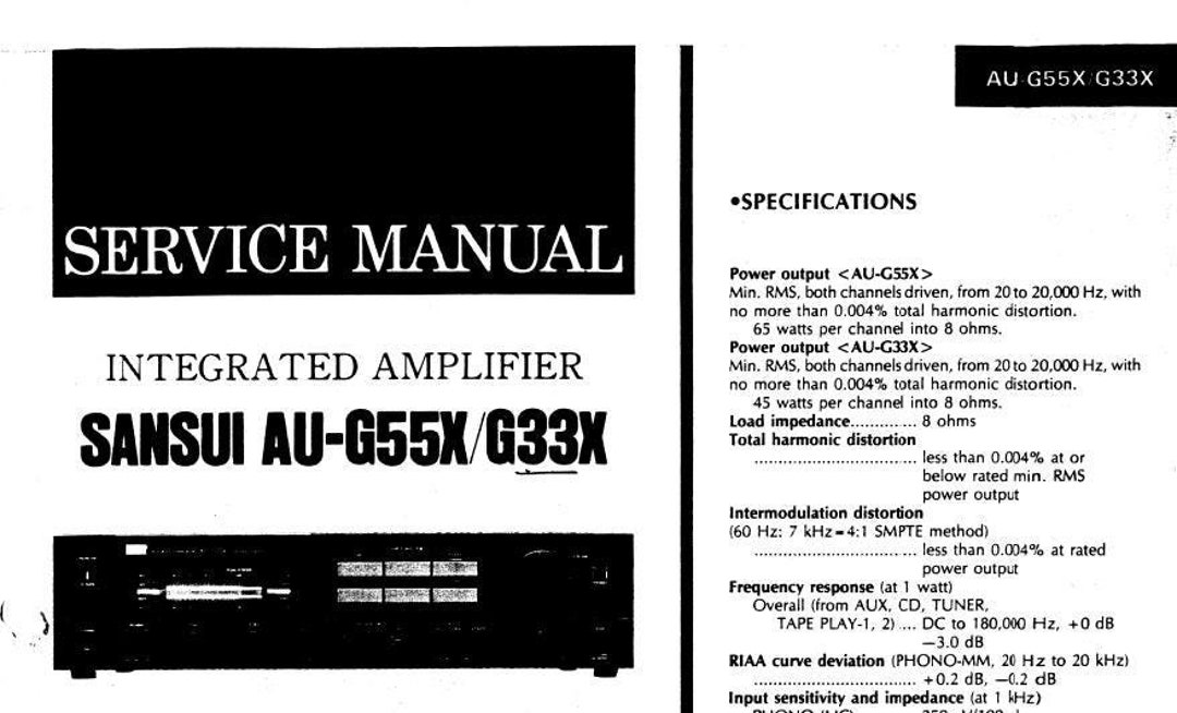 SANSUI Au-g55x Au-g33x Service Manual Integrated Amplifier in English ...