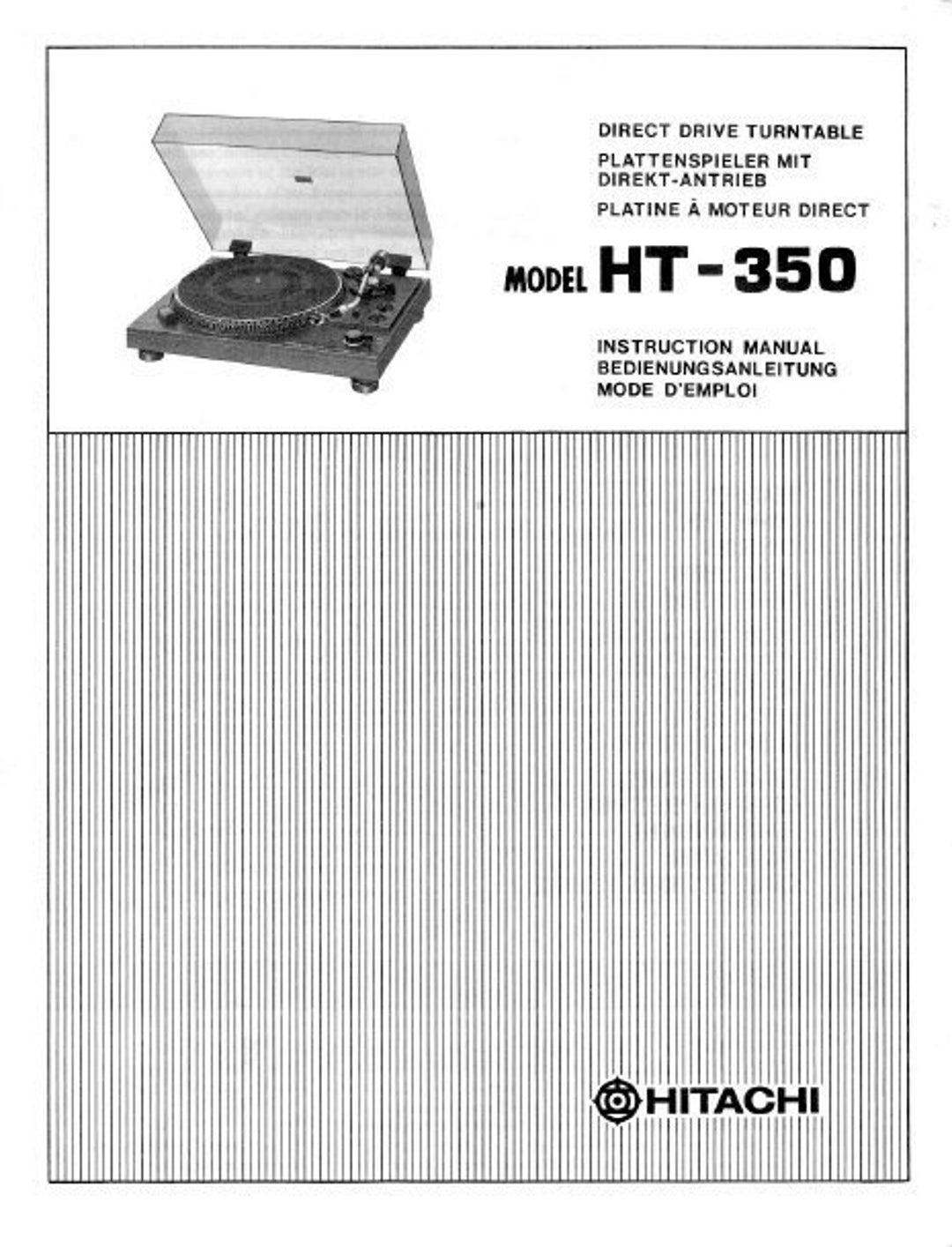 HITACHI Ht-350 Instruction Manual Direct Drive Turntable in English ...