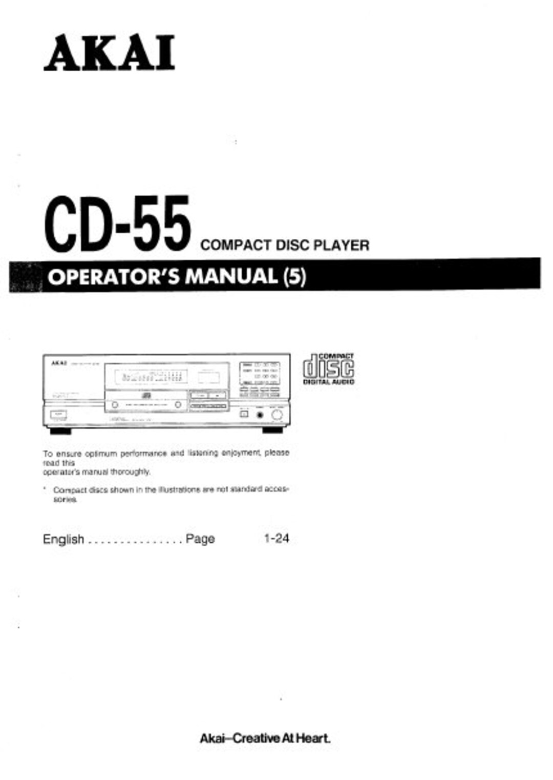 AKAI Cd-55 Operators Manual Cd Player in ENGLISH - Etsy