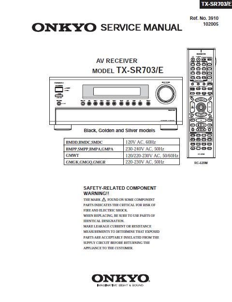 ONKYO Tx-sr703 Tx-sr703e Service Manual Av Receiver in English. MORE ...