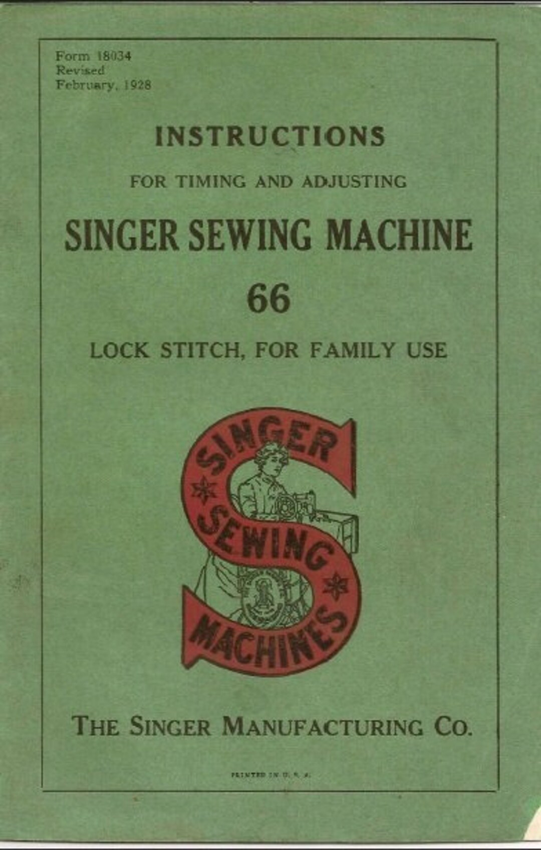 Singer 66 Sewing Machine: Timing & Adjusting Instructions (PDF Download ...