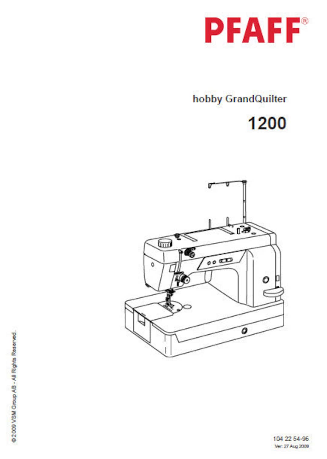 PFAFF 1200 Hobby Grand Quilter Sewing Machine Repair Manual 36 Pages ...