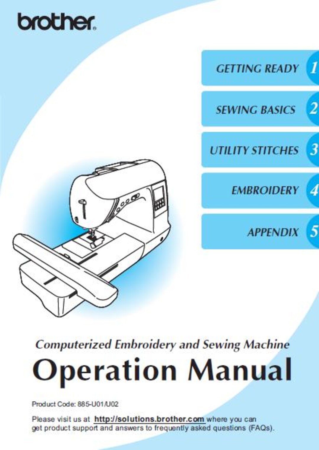 BROTHER 885-U01 885-U02 Operation Manual Sewing Machine in English ...