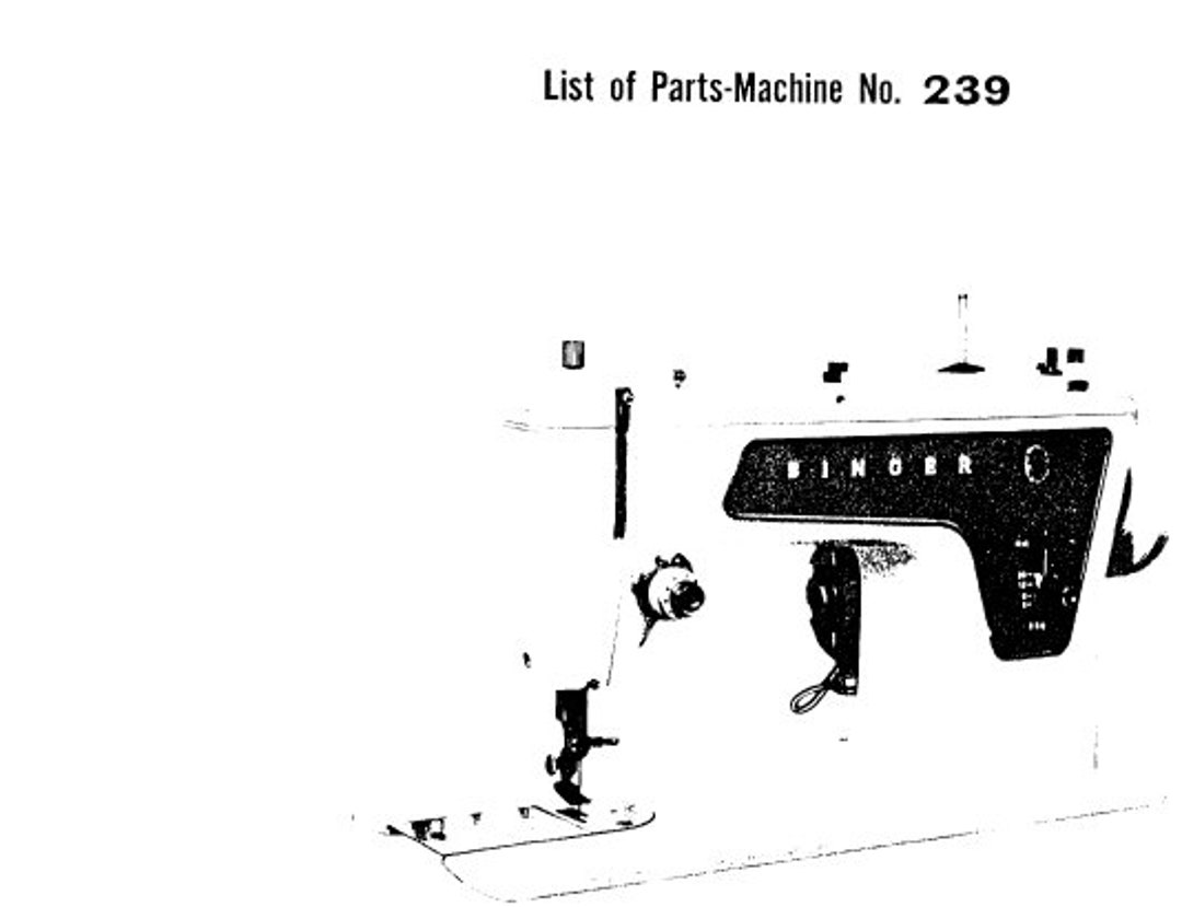SINGER 239 List of Parts Sewing Machine in ENGLISH - Etsy