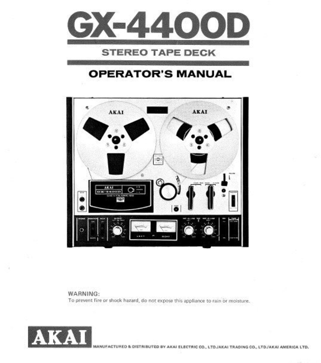 AKAI Gx-4400d Operators Manual Stereo Tape Deck in English. MORE ...