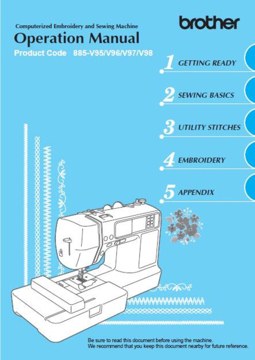 Brother Sewing Machine Operation Manual 885-V95/V96/V97/V98 - Etsy