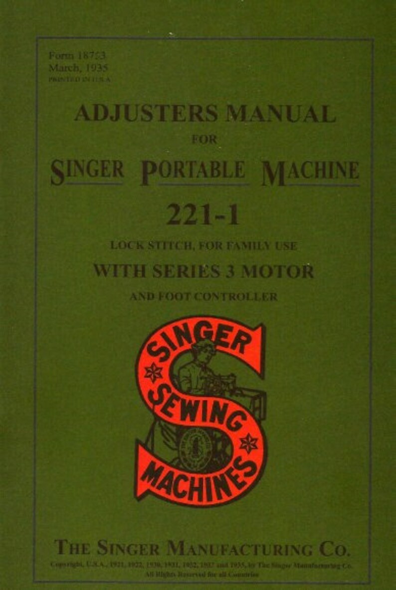 SINGER 221-1 FEATHERWEIGHT Adjusters Manual Portable Sewing Machine in ...