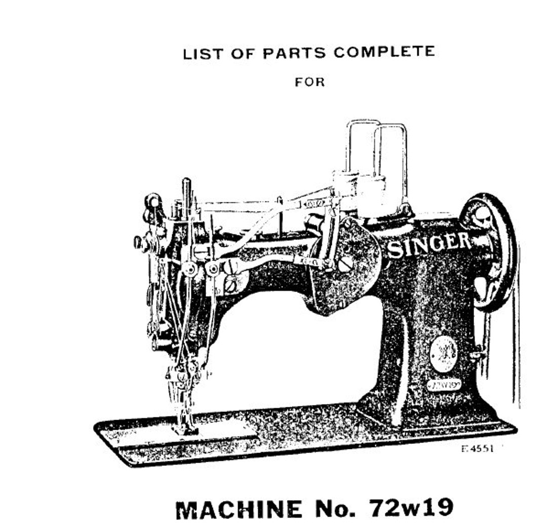 SINGER 72W19 List of Parts Complete Sewing Machine in ENGLISH - Etsy