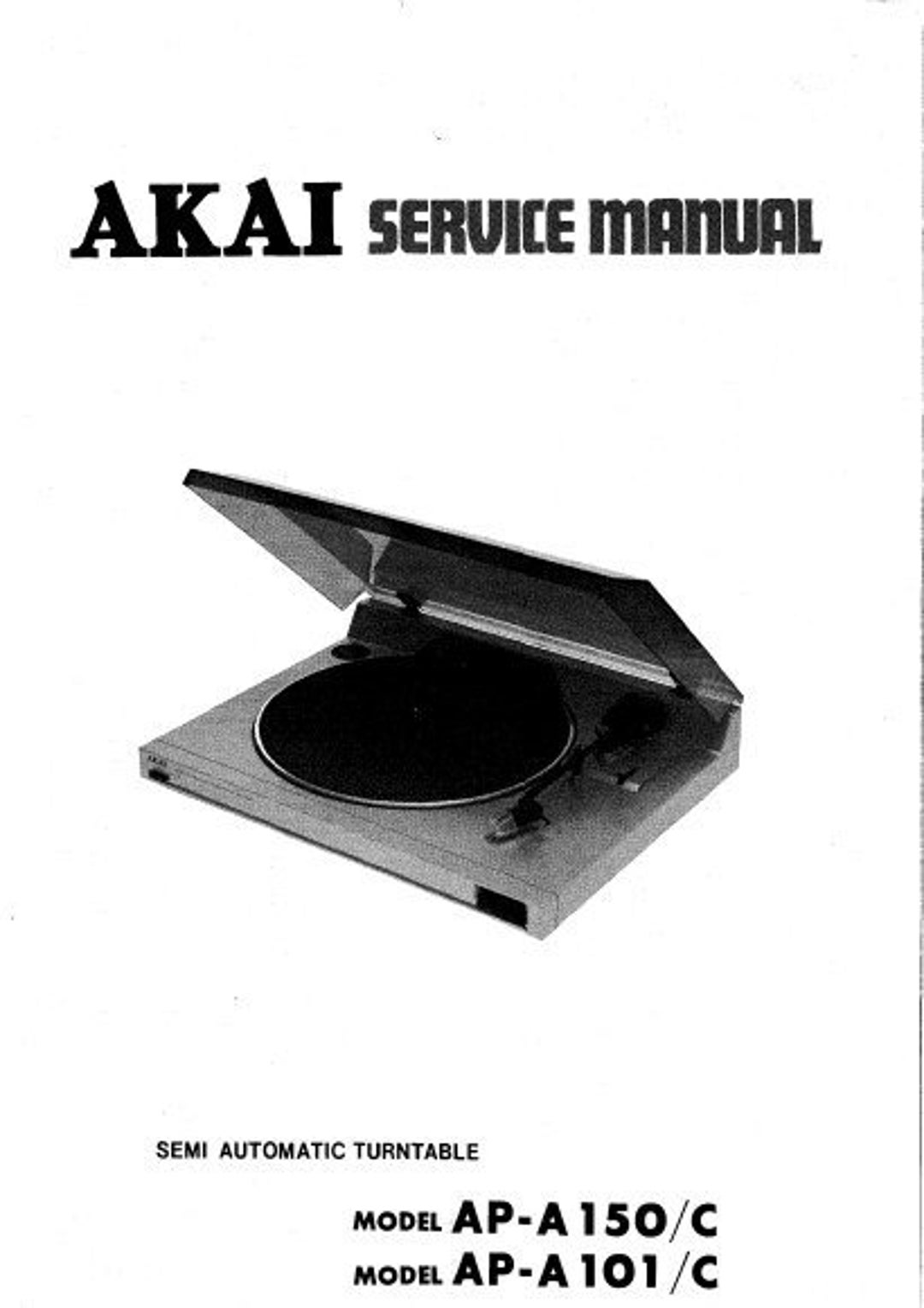 AKAI Turntable Service Manual: AP-A150, AP-A101 - Wiring & Parts - Etsy