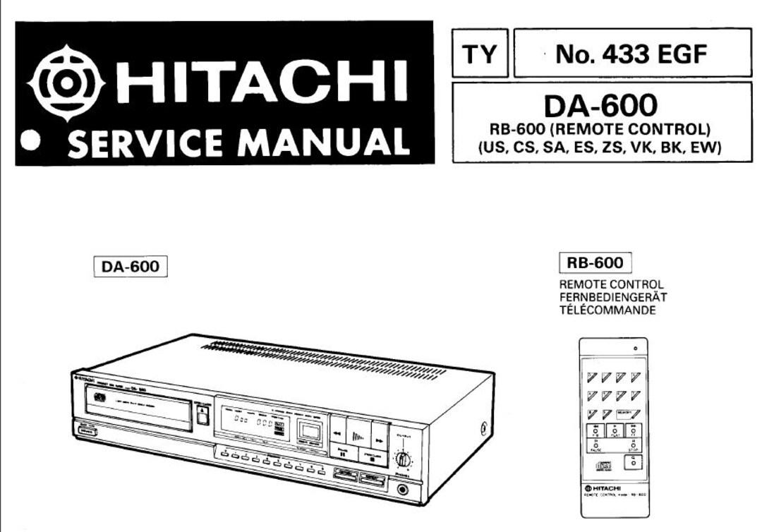 HITACHI DA-600 CD Player Service Manual: English, Deutsch, Francais - Etsy