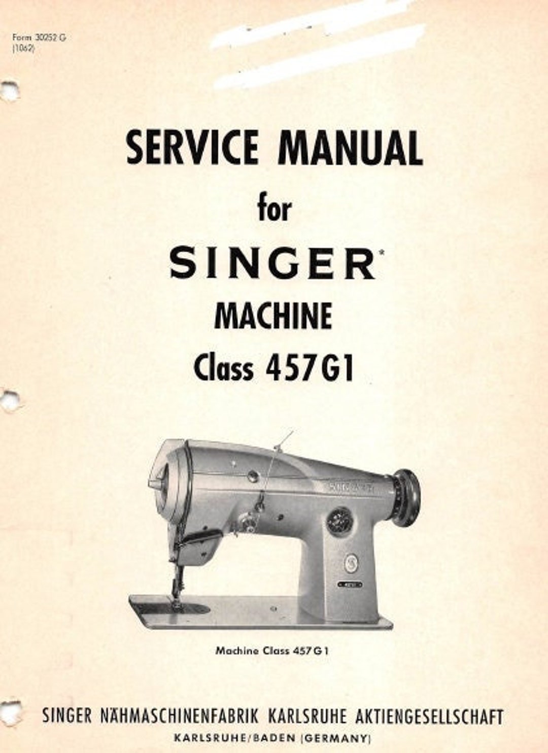 SINGER 457G1 Class Service Manual Sewing Machine in ENGLISH. - Etsy