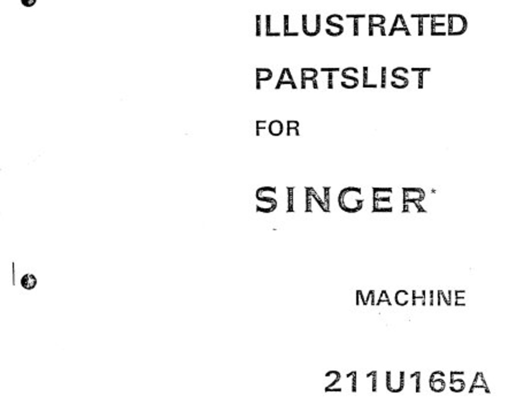 SINGER 211U165A Illustrated Parts List Sewing Machine in ENGLISH - Etsy