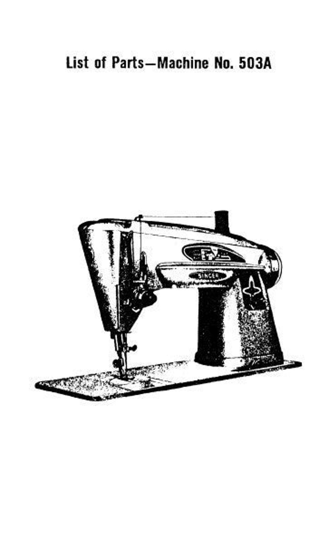 SINGER 503A List of Parts Sewing Machine in English. MORE MANUALS ...