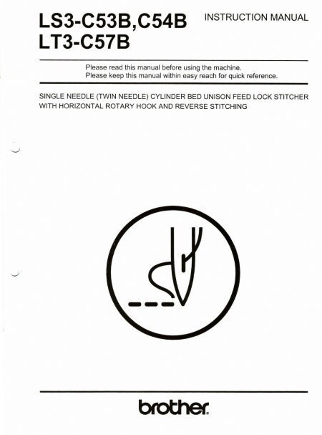 BROTHER Ls3-c53b Ls3-c54b Ltb-c57b Instruction Manual Sewing Machine in ...