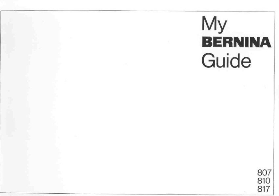 Bernina 807 810 817 Sewing Machine User Guide (PDF Download) - Etsy UK
