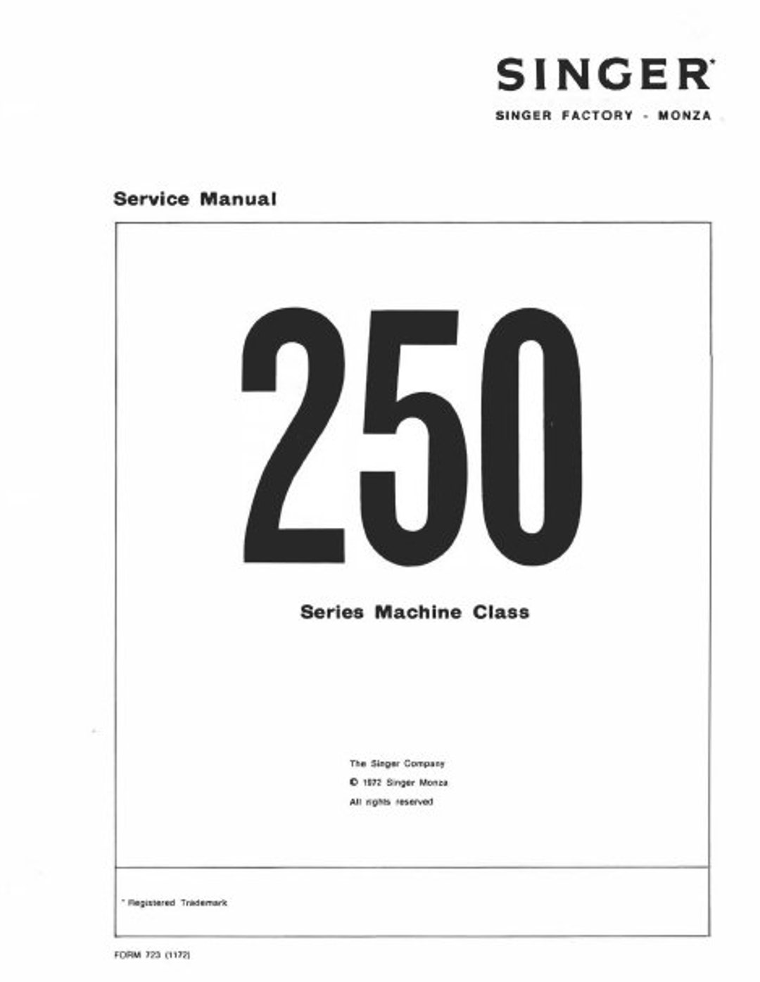 Singer 250 Series Sewing Machine Service Manual (english) - Etsy