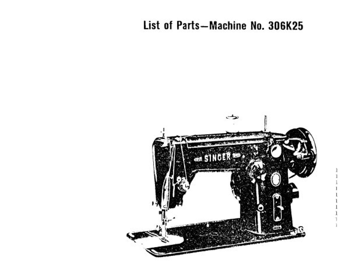 SINGER 306K25 List of Parts Sewing Machine in ENGLISH - Etsy
