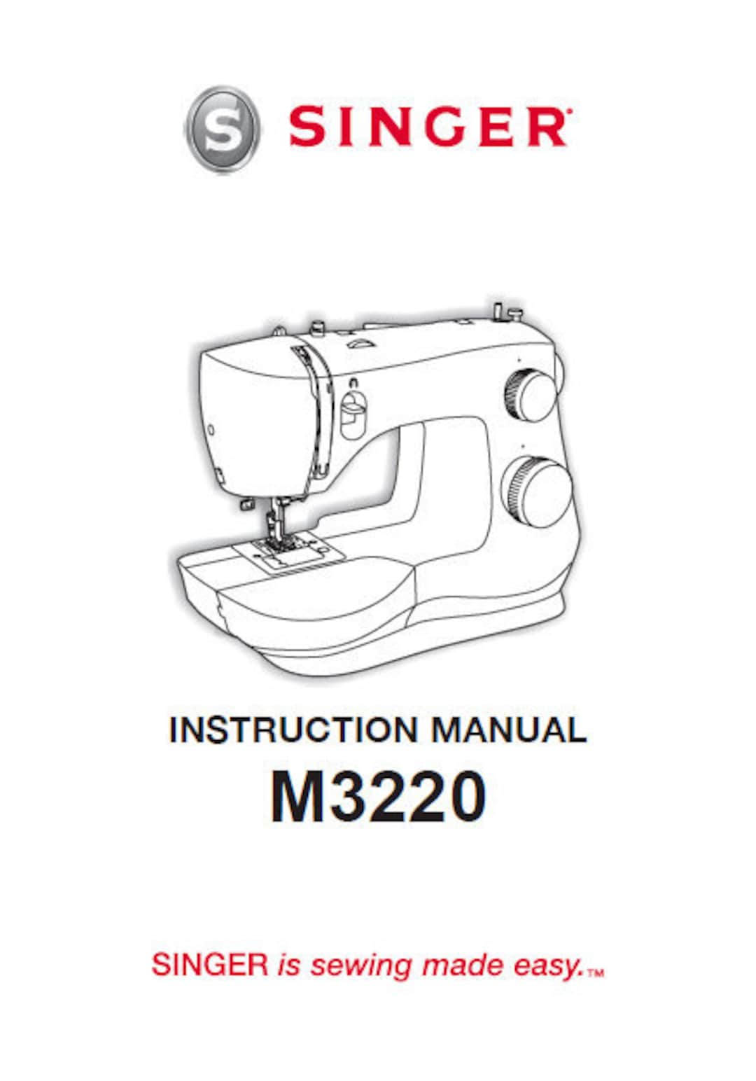 Singer M3220 Sewing Machine Instruction Manual - 33 Pg PDF (english ...