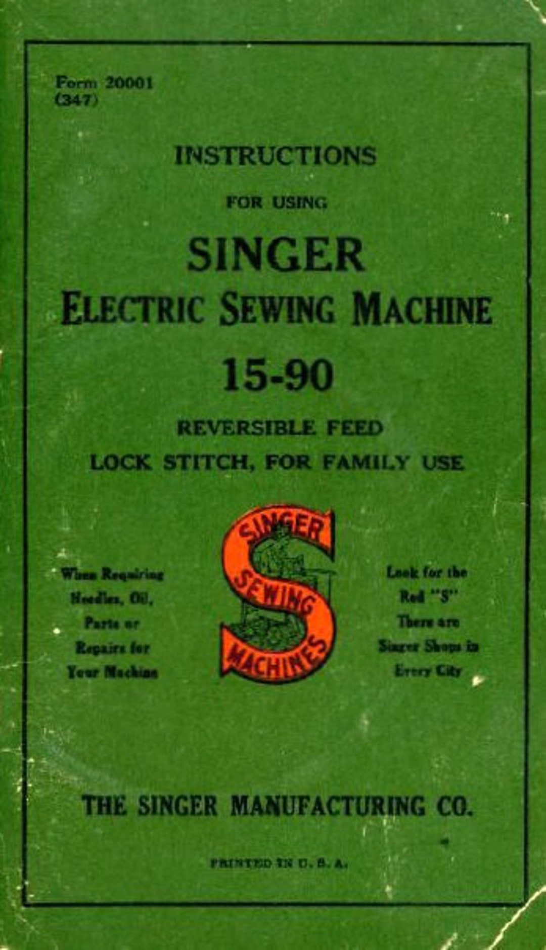 Singer 15-90 Electric Sewing Machine Instructions - 68 Page Manual (PDF ...