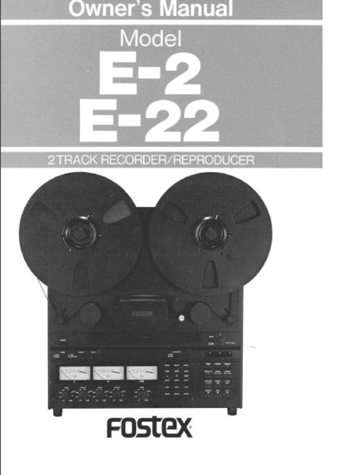 FOSTEX E-2 E-22 Owners Manual: 2-track Recorder/reproducer - Etsy
