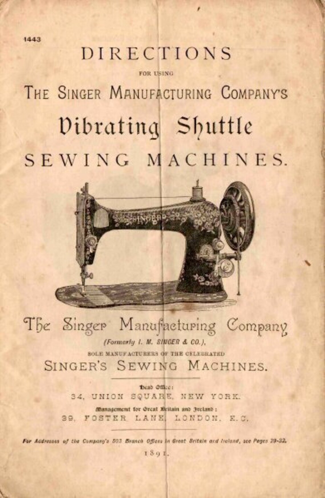 Singer Vibrating Shuttle Sewing Machine Instructions 36 Pages English ...