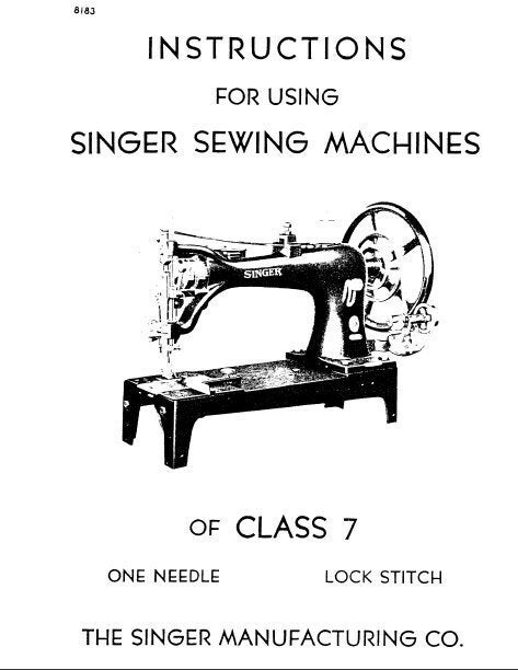SINGER Class 7 Instructions Sewing Machine in English. MORE MANUALS ...