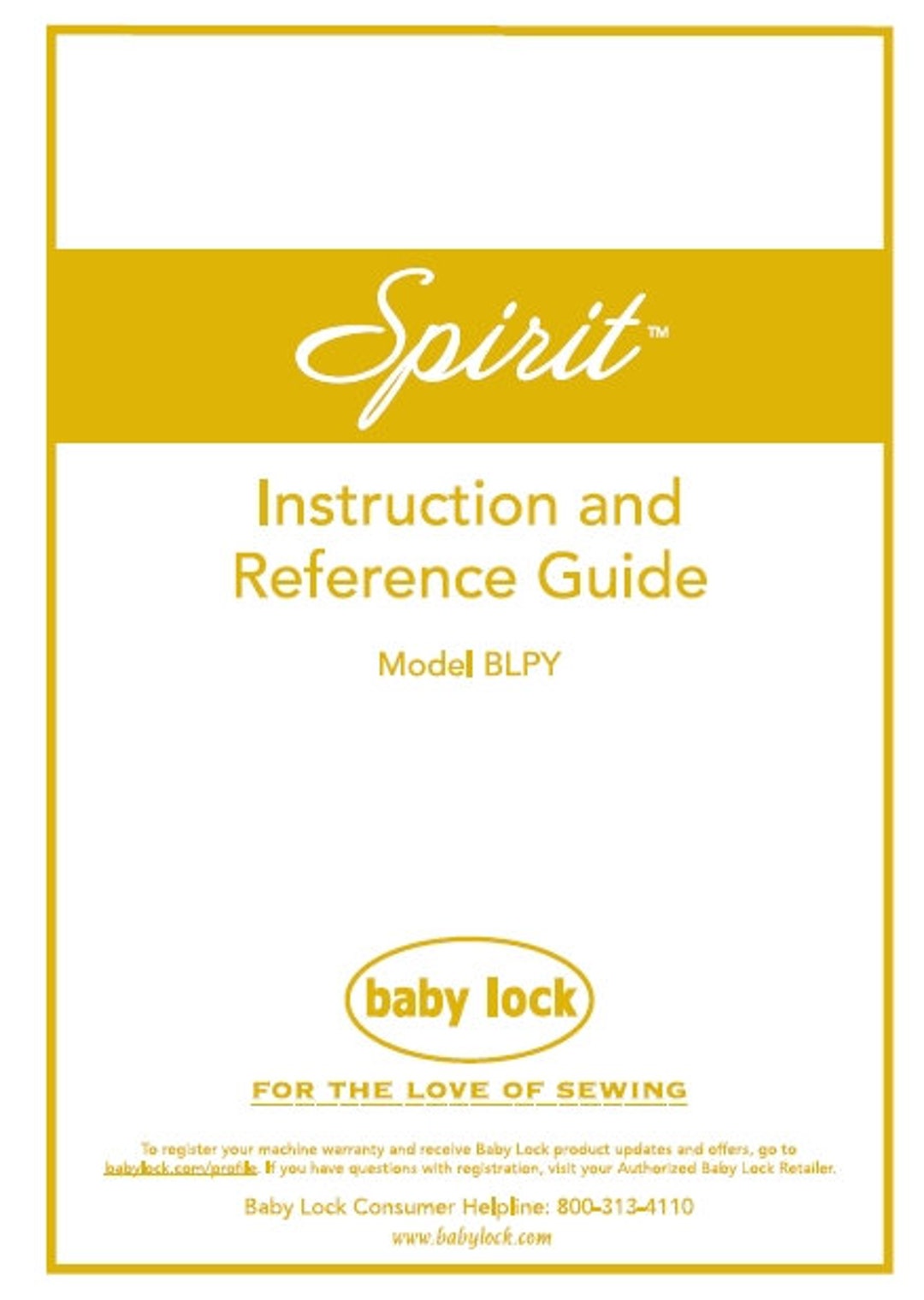 BABY LOCK Blpy Spirit Instruction and Reference Guide Sewing Machine in ...